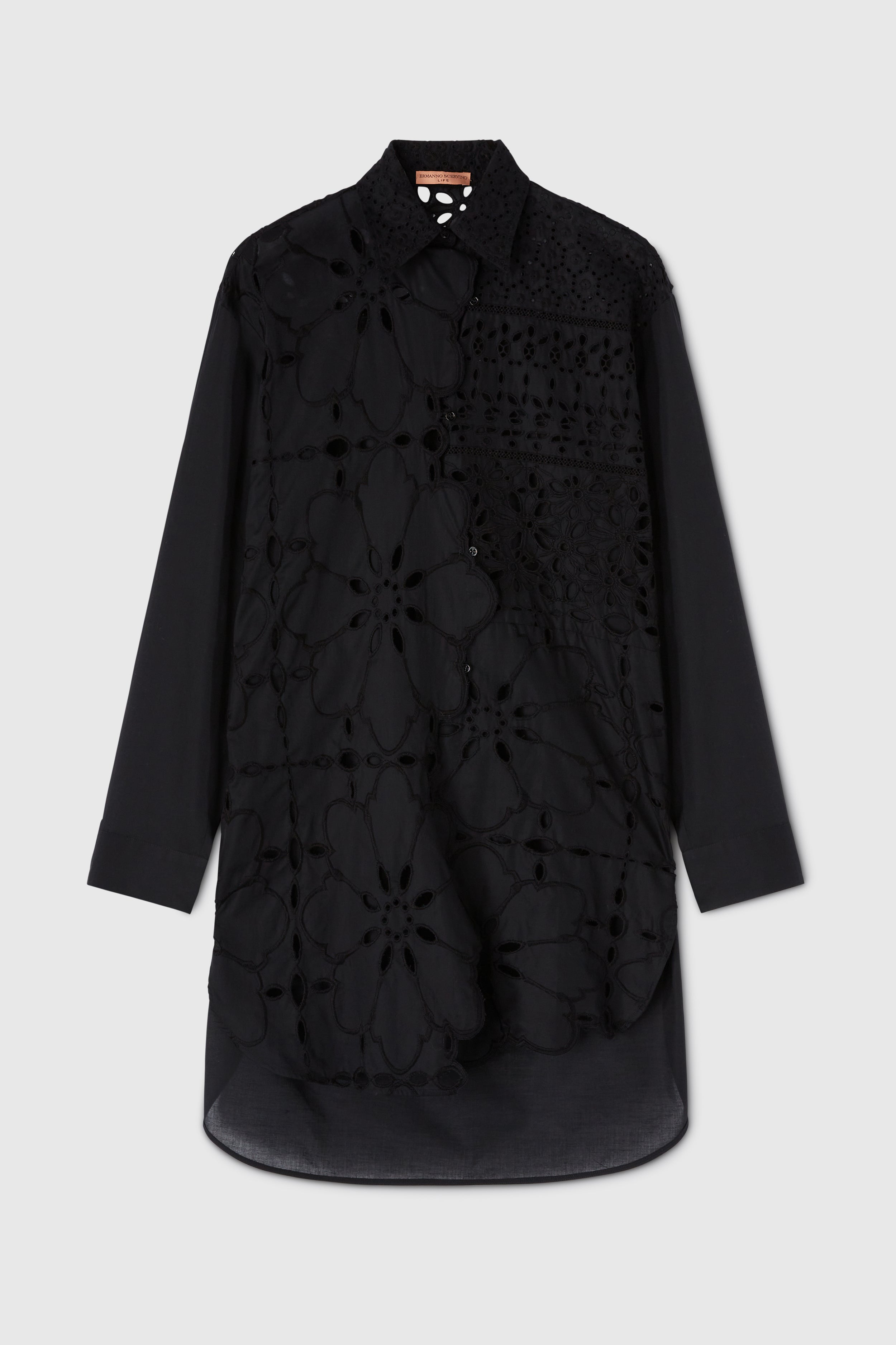 Muslin shirt with sangallo embroidery