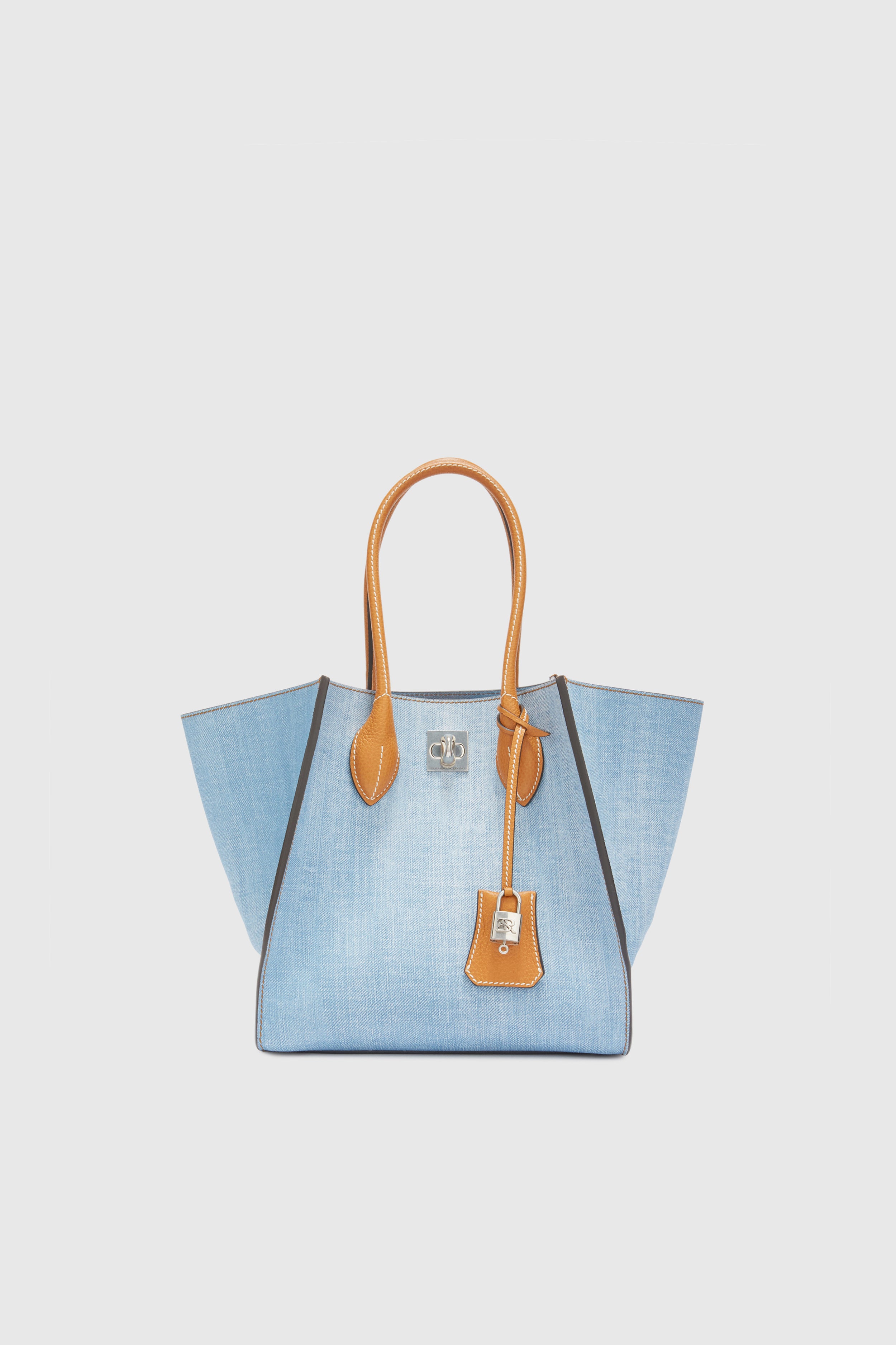 Maggie medium in marocain jeans print Light Blue - Ermanno Scervino