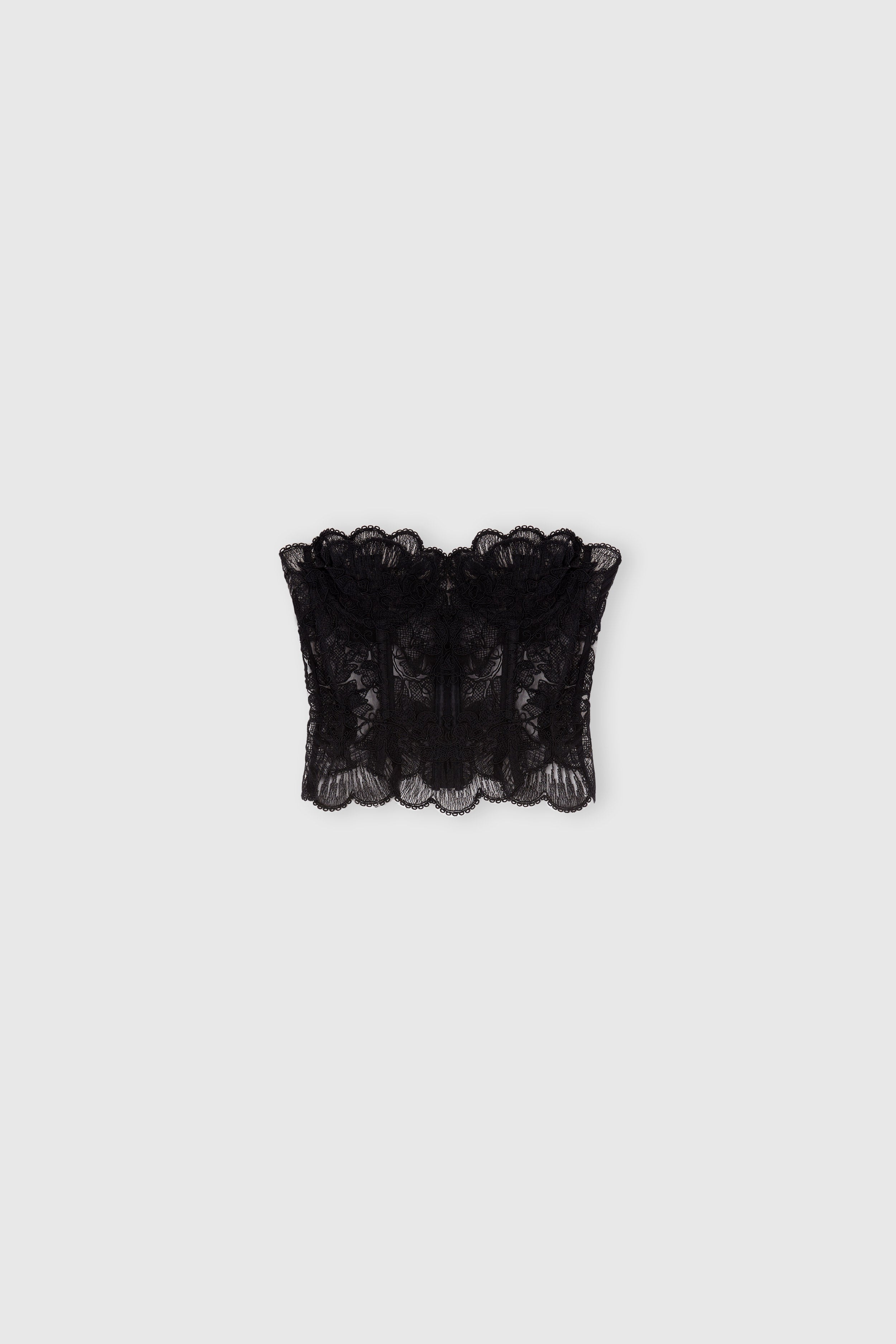 Structured black floral lace corset with boning and cups - Ermanno Scervino